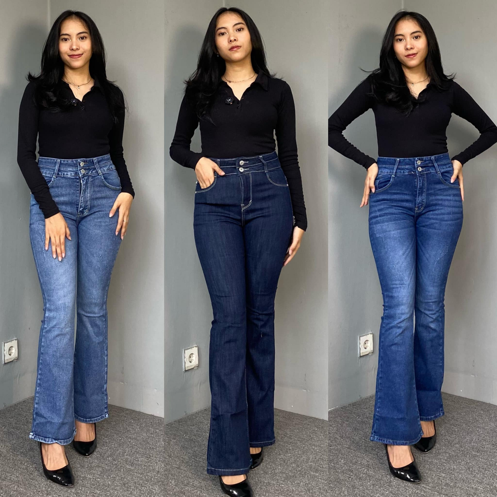 Jual Best Seller ! Highwaist Cutbray Emily series Kancing 2 /Celana Jeans Cutbray Wanita Premium ...