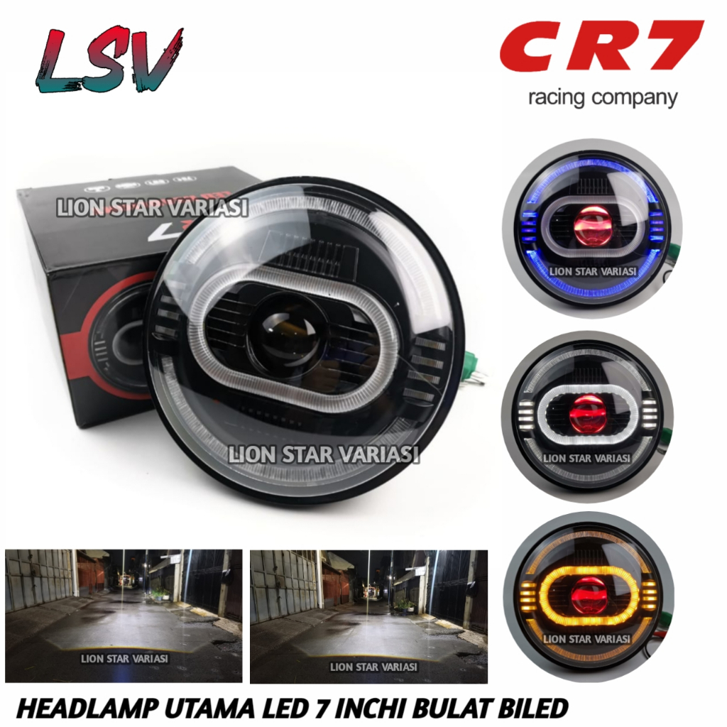 Jual Headlamp Biled CR7 Bulat 7 Inch LED Welcome Light Blue Mobil Motor ...