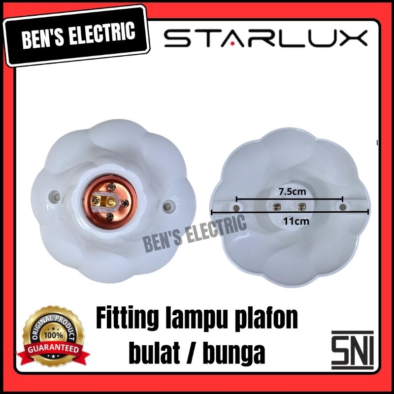 Jual Starlux fitting lampu plafon / duduk / ceiling lampholder bulat ...