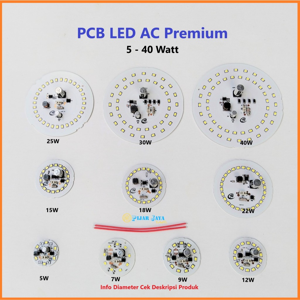 Jual PCB LED AC Premium 220V Watt Lengkap 5 7 9 12 15 18 20 25 30 40 ...