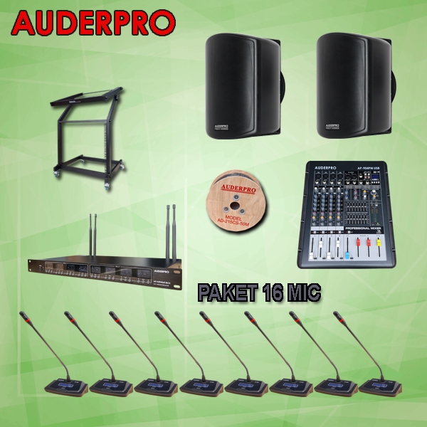 Jual MIC RAPAT WIRELESS AUDERPRO PAKET TW4 PAKAI 16 MIKROFON TABLE PLUS ...