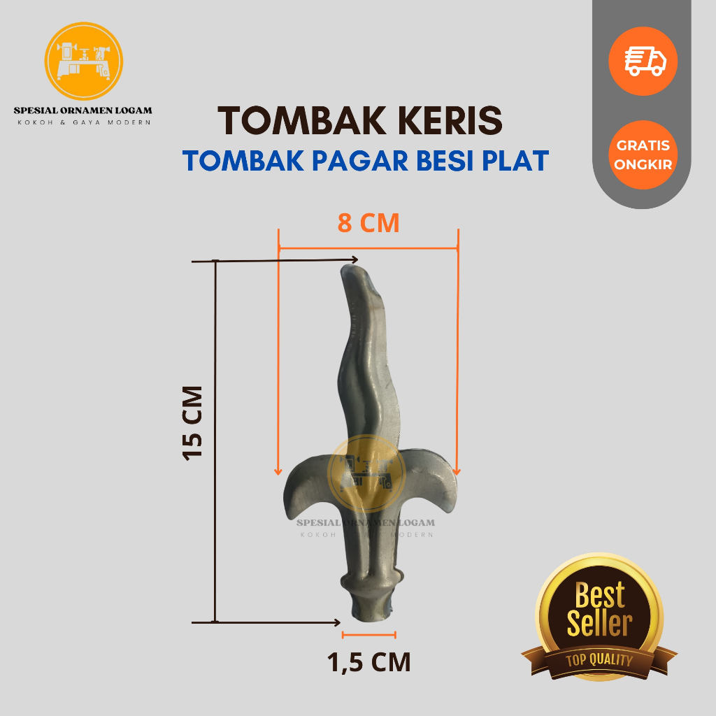 Jual Tombak Keris Besi plat ornamen pagar l aksesoris tralis tombak ...