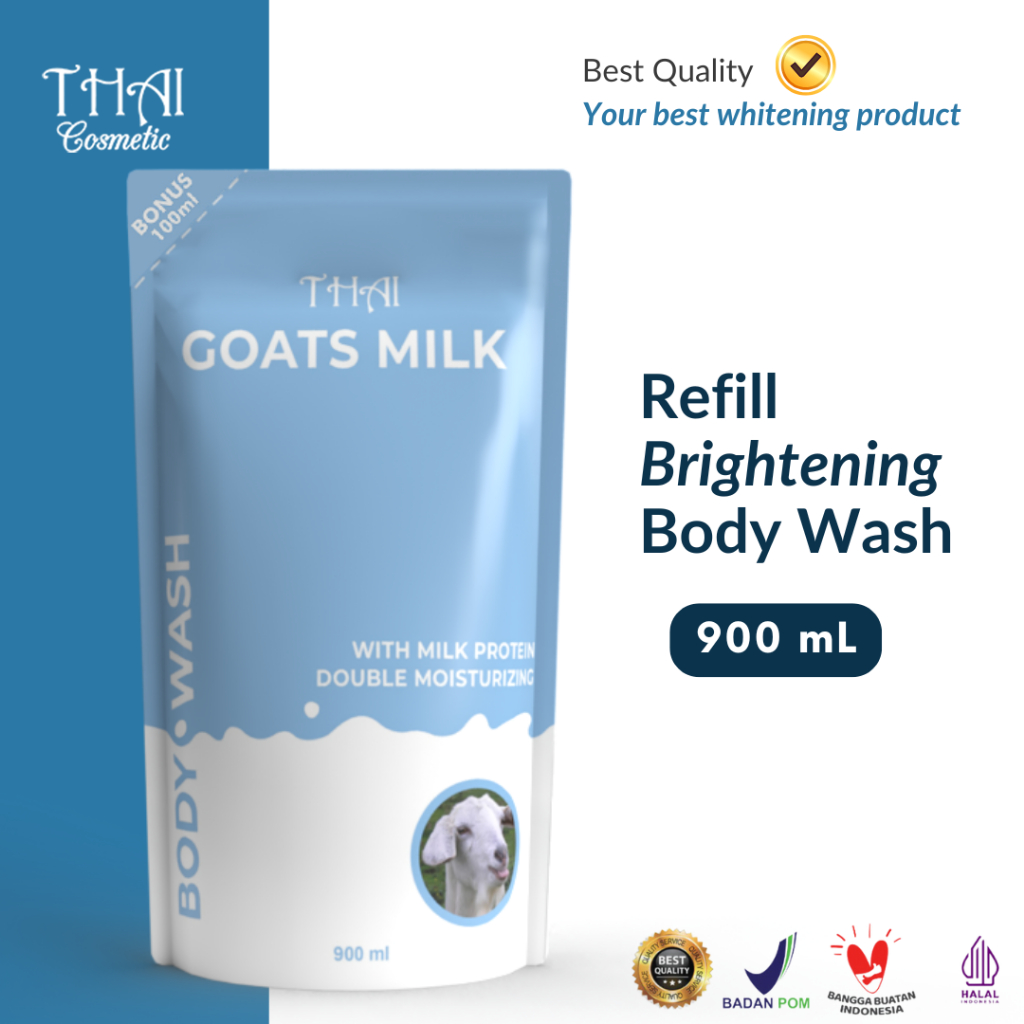 Jual Thai Body Wash Goats Milk Pouch 900+100 ml | Shopee Indonesia