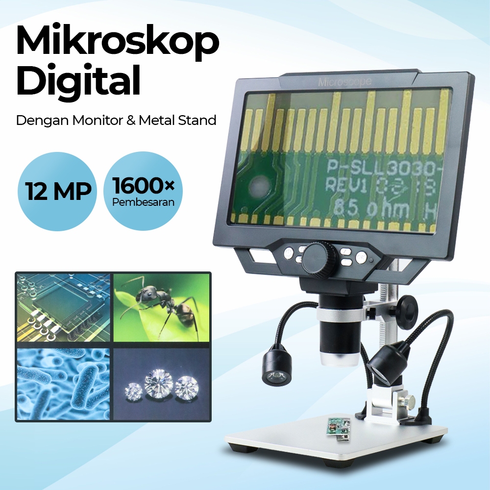 Jual Mikroskop Digital 12MP Zoom 1600X Monitor LED FHD 9" Inch ...