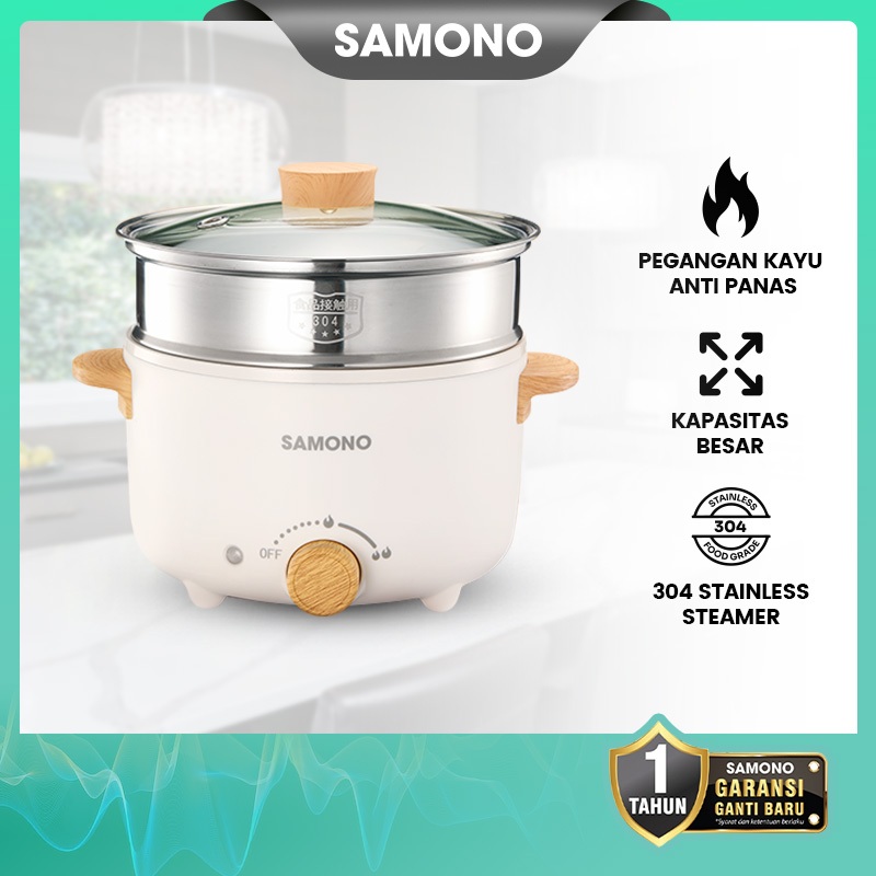 Jual SAMONO Panci Listrik 2,4 L + 1,6 L Liter Fry Pan Teflon Keramik ...