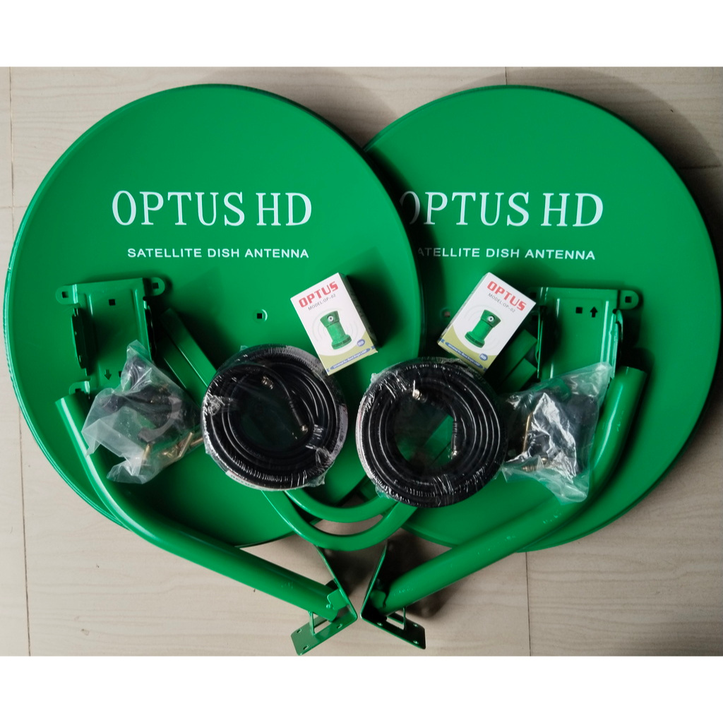 Jual Dish Parabola Solid Offset 45cm x 2set OPTUS lengkap LNB dan Kabel ...