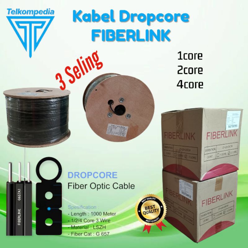 Jual KABEL DROPCORE FIBERLINK 1CORE 3SELING 1000MTR | Shopee Indonesia