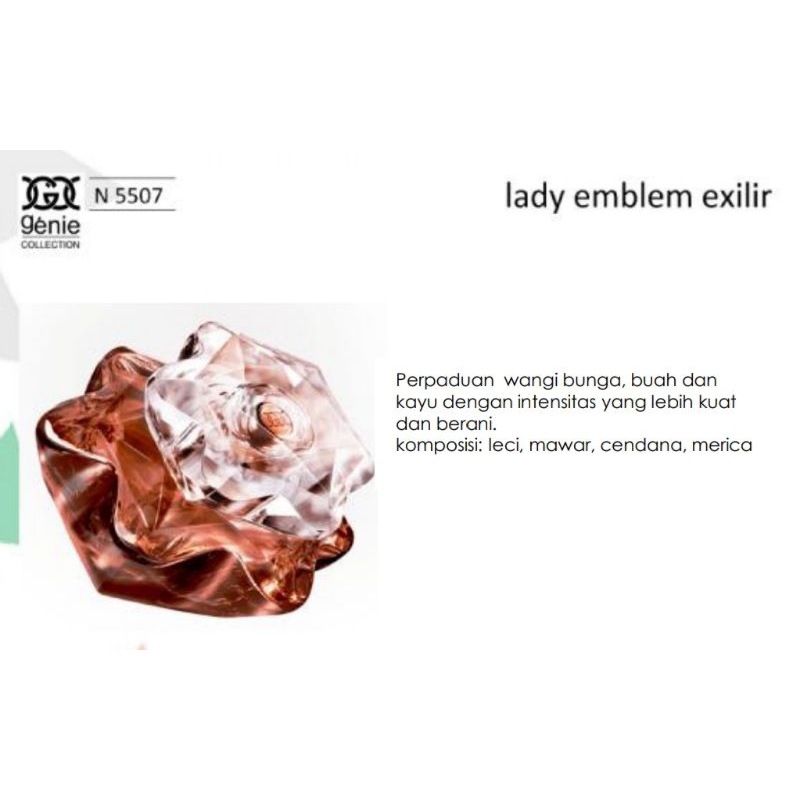 Jual Genie Lady Emblem Exilir Perpaduan Wangi Bunga | Shopee Indonesia