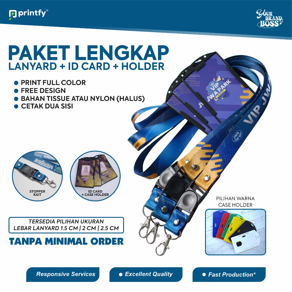 Jual Tali Lanyard + Frame + Id Card Custom 2cm Cetak 2 Sisi / Tali ID ...