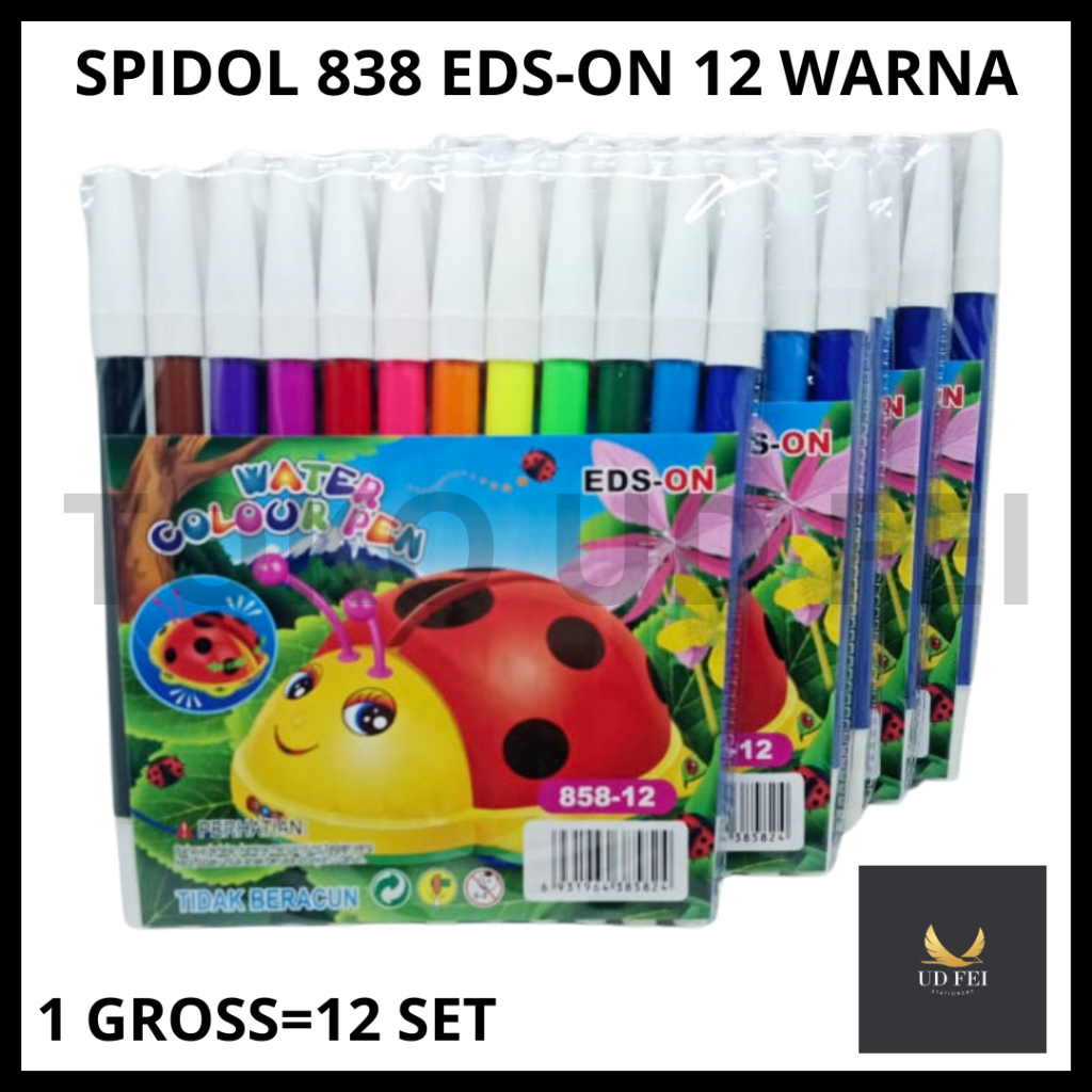 Jual (1 GROSS=12 SET) Spidol BESAR / spidol 12 warna BESAR/ spidol 838 ...