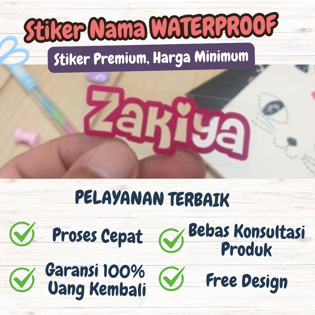 Jual 11 PCS Sticker Cutting Nama Stiker Timbul Label Nama Custom Anti ...