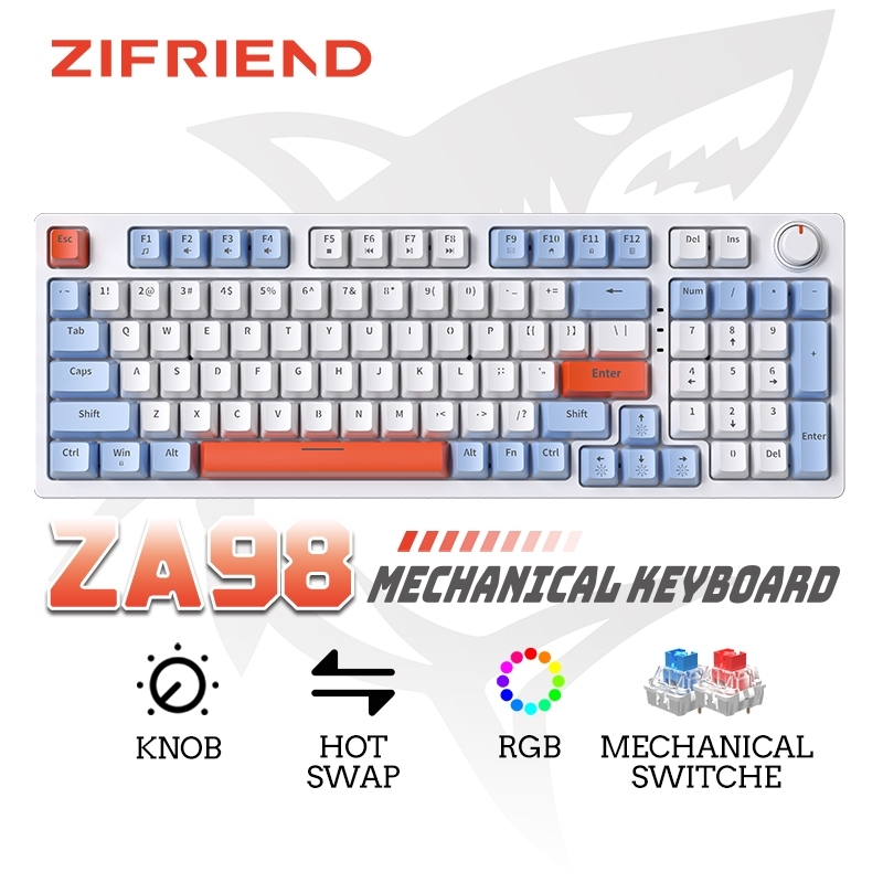 Jual ZIFRIEND ZA981 Keyboard Mechanical Mekanik Biru / Merah Switch ...