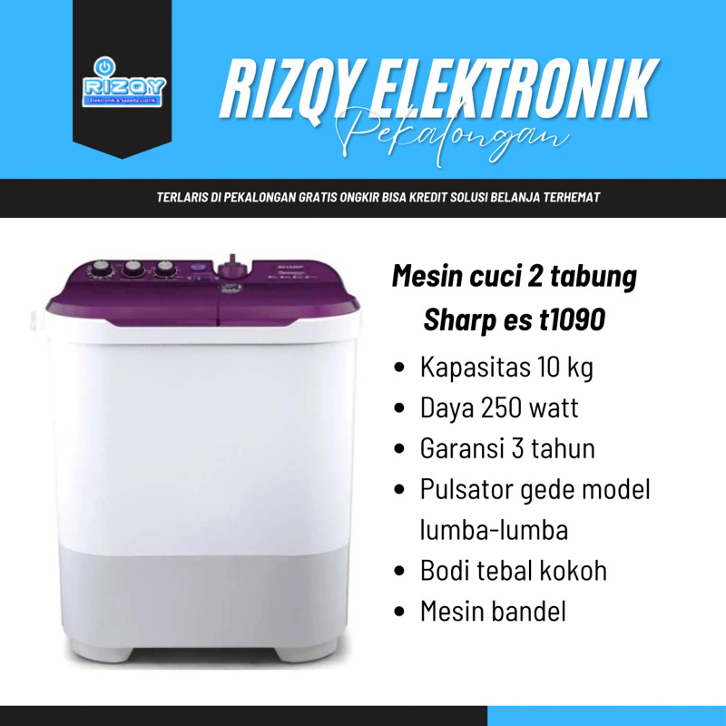 Jual Mesin cuci 2 tabung 10 kg Sharp est 1090 | Shopee Indonesia