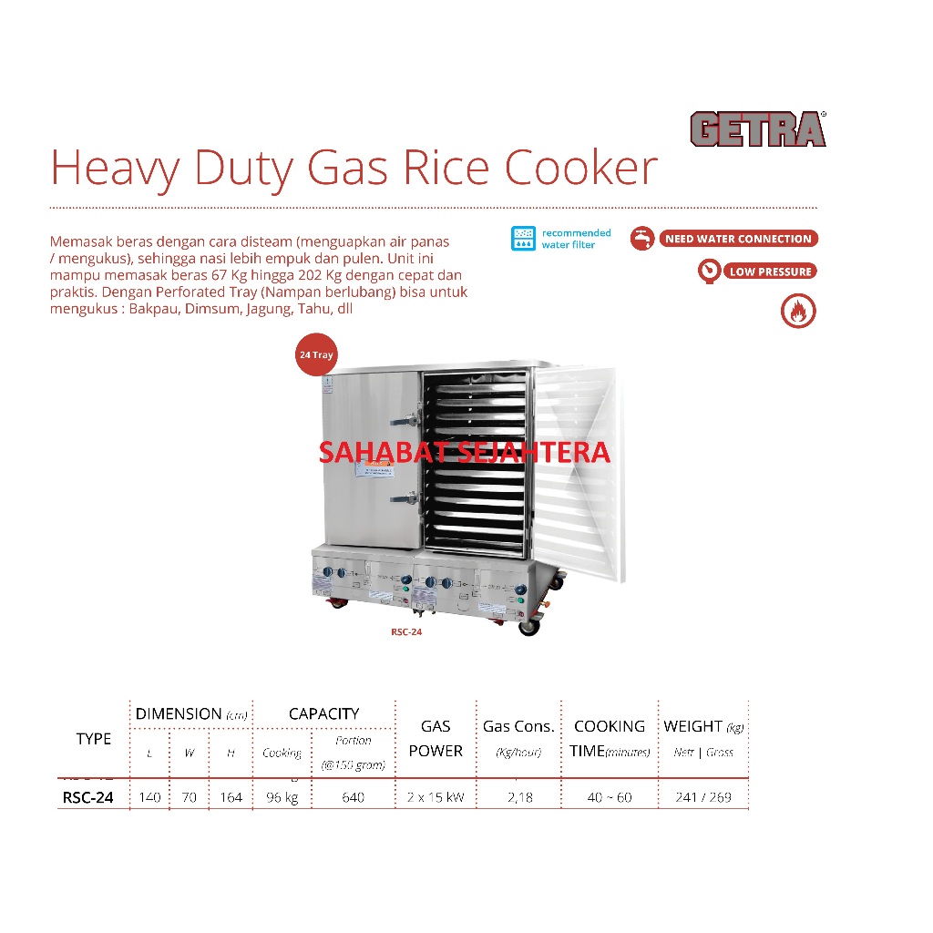 Jual GETRA Heavy Duty Gas Rice Cooker RSC-24 Alat Pemasak Nasi | Shopee Indonesia