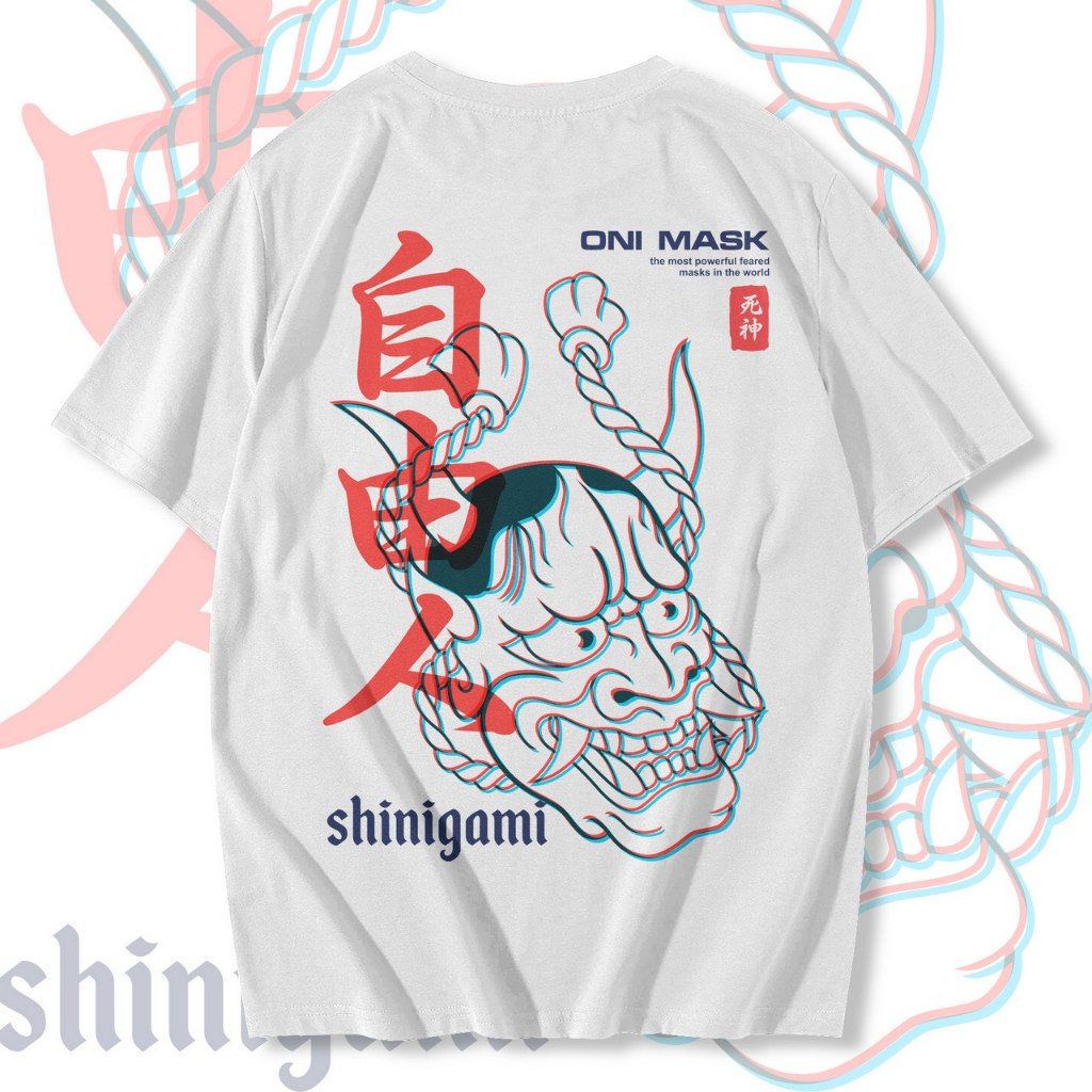 Jual Kaos Oni Mask Shinigami Kanji Myth Japan Grim Reaper Spirit Ghost ...