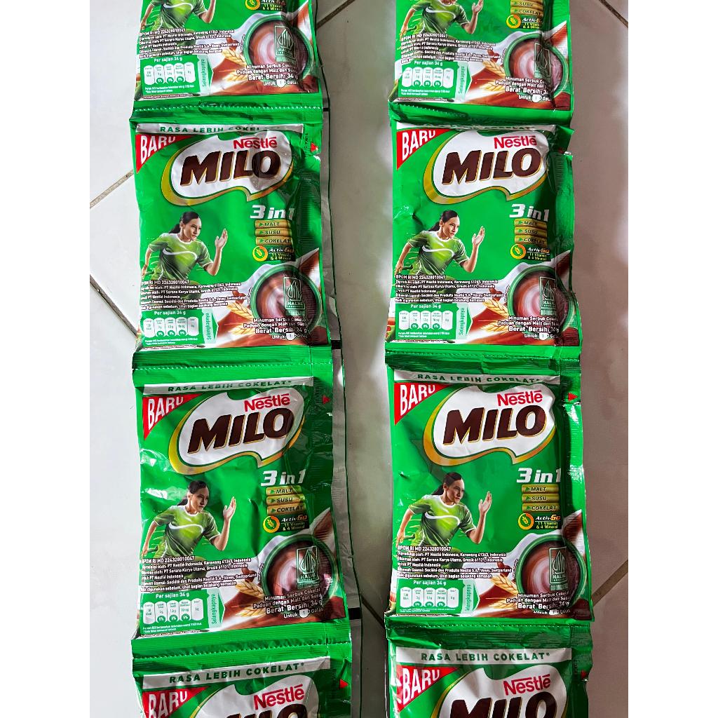 Jual Susu Milo 3in1 34gr ( Harga 1 renteng isi 10 sachet x 34 gr ...