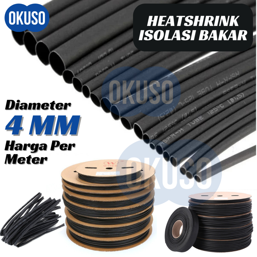 Jual OKUSO Heatshrink Tube 4mm Isolasi Bakar Heat Shrink Selang Bakar Selongsong Kabel Bakar Per ...