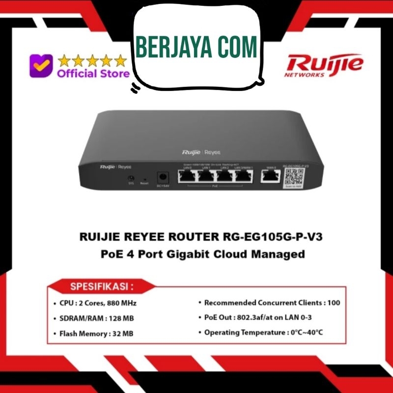 Jual Router Ruijie Reyee Poe RG-EG105G-P-V3 Poe 4port Gigabit Cloud Managed | Shopee Indonesia
