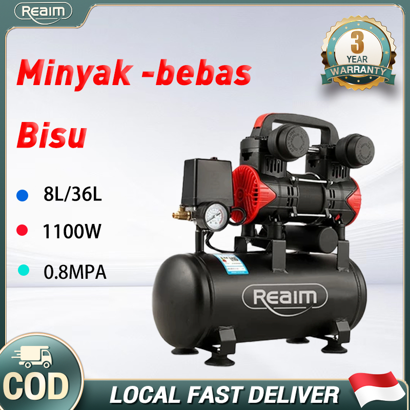 Jual REAIM Kompresor Angin Listrik 36L/8L 1100W Compressor Angin Silent ...