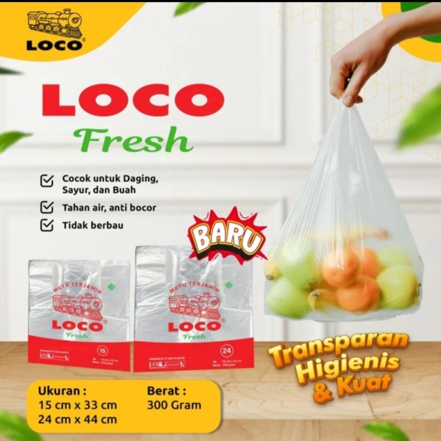 Jual Kantong Plastik Kresek HD Bening LOCO FRESH Ukuran 15 / 24 cm ...