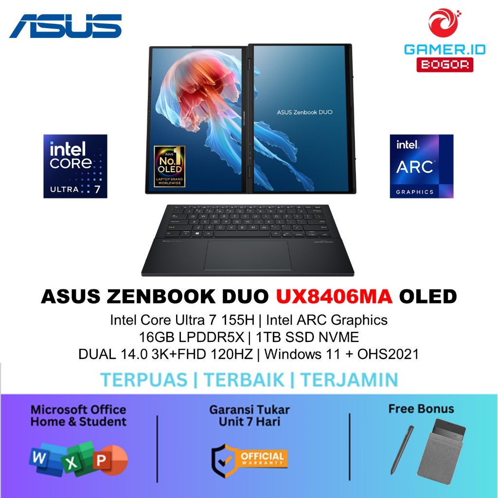 Jual Asus Zenbook Duo UX8406MA Oled Touch Intel Ultra 7 155H 16gb 1tb ...