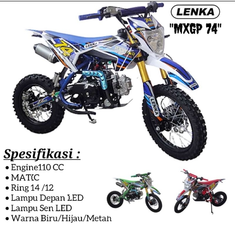Jual MINI TRAIL LENKA MXGP 74L 110CC METIK | Shopee Indonesia