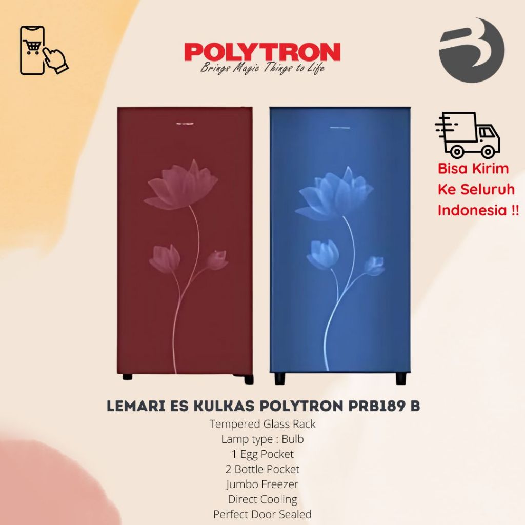 Jual LEMARI ES KULKAS POLYTRON PRB 189 B / KULKAS 1 PINTU POLYTRON ...