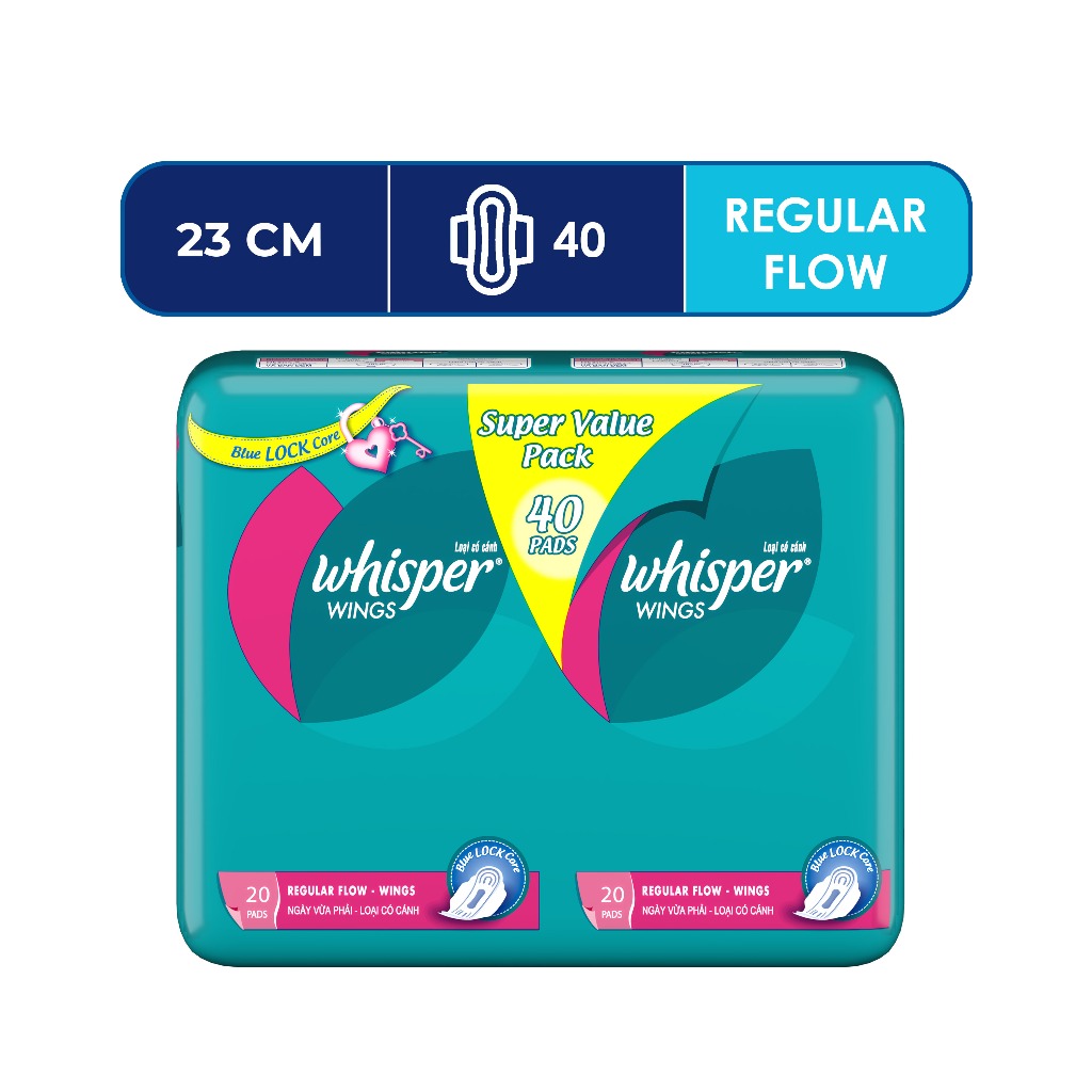 Jual Whisper Pembalut Sanitary Pads Regular Flow Wings Isi 40 [P&G ...