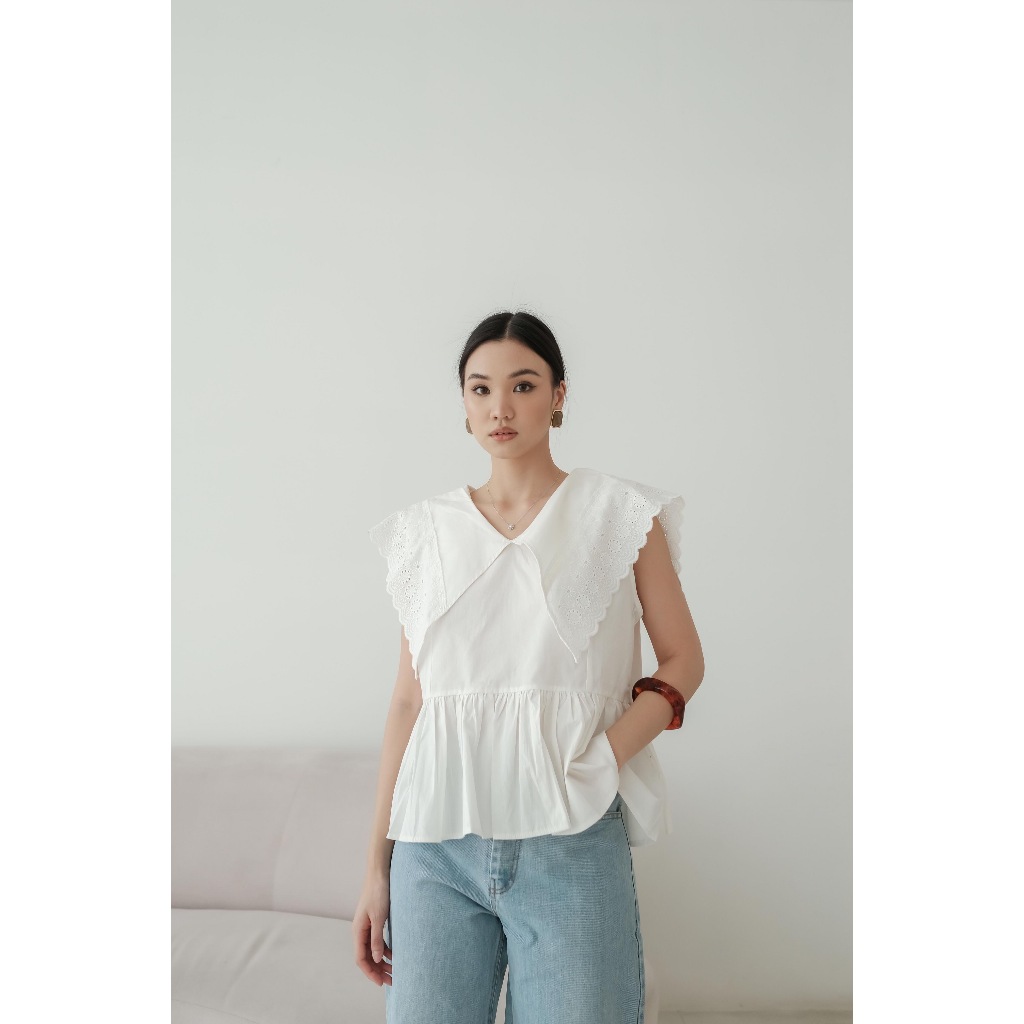 Jual [LESFORMORE] Lucia Blouse Wanita Korea – Atasan Renda Cantik Model ...