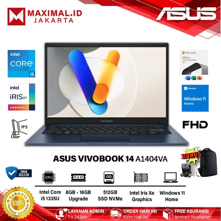 Jual Asus Vivobook 14 A1404VA VIPS551 Intel i5 1335U 16GB 512GB SSD FHD ...