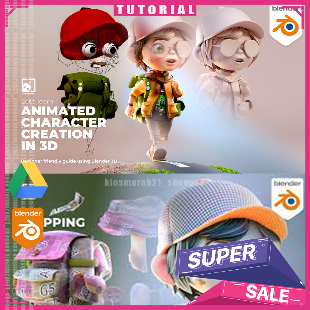 Jual Blender 3D - Crossmind Studio - Let’s learn ANIMATED CHARACTER CREATION IN 3D 3D Blender ...
