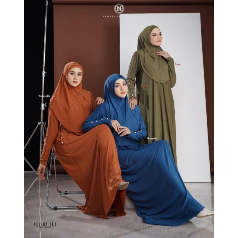 Jual NEW XEVIRA SET DRESS & HIJAB ORIGINAL NADHEERA LUXURY/GAMIS NADHEERA | Shopee Indonesia