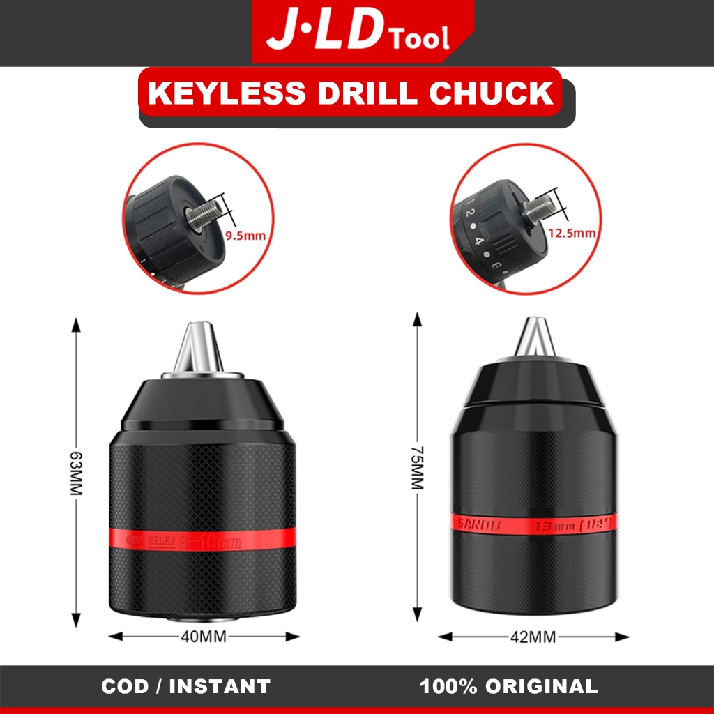 Jual JLD Kepala Bor Drill Chuck 1/2” 13mm Kepala Mesin Bor Tanpa Kunci ...