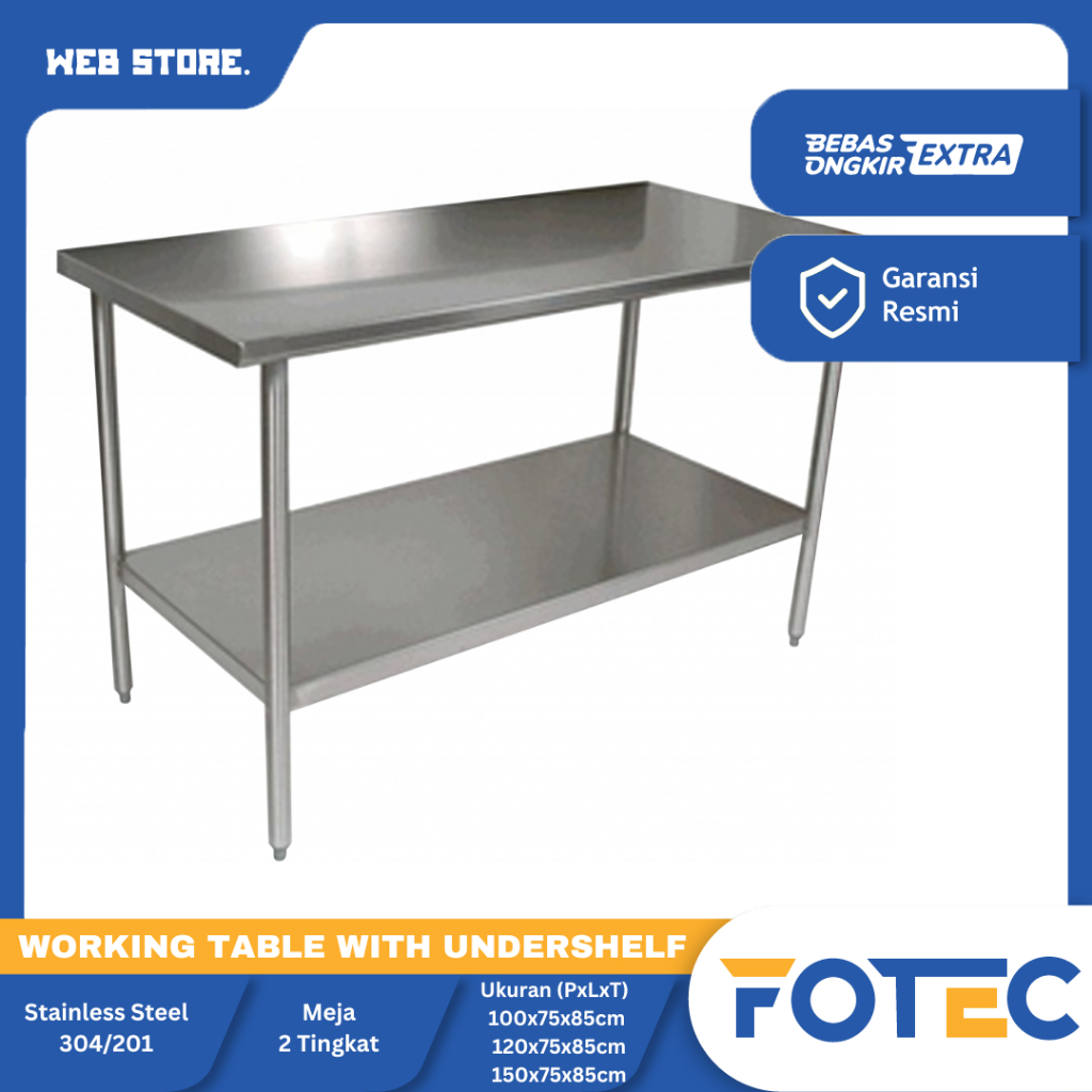 Jual Meja Dapur Stainless Steel 2 Susun Work Table With Undershelf ...