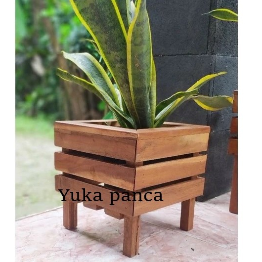 Jual Standing Pot bunga/tempat pot kayu jati /ukuran 18 x 18 x 20 ...