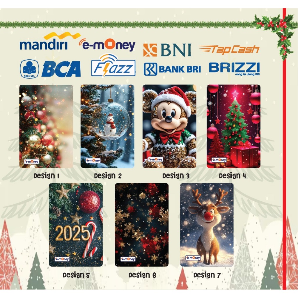 Jual KARTU EMONEY ETOLL DESIGN CHRISTMAS EDITION MANDIRI FLAZZ BCA GEN ...