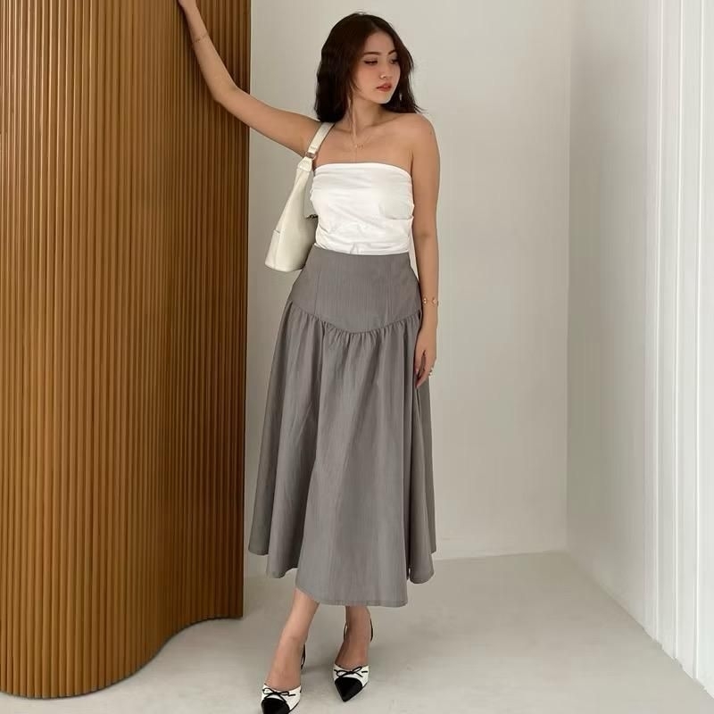 Jual LEORA SKIRT | Long Skirt Rok Panjang Rok Midi Pastel Korea Rok ...