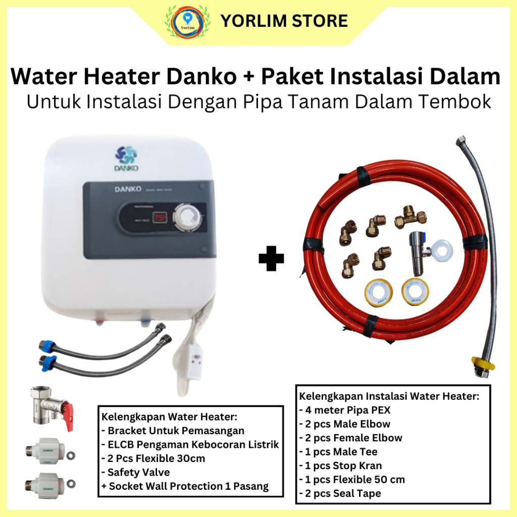 Jual Paket Water Heater Listrik Danko 15L Dan 30L + Instalasi Air Panas Dingin Untuk Dalam Atau ...