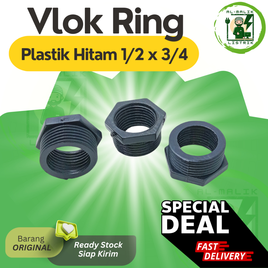 Jual Vlok Ring Flok Ring Plastik Hitam 1/2x3/4 - Vlok Ring PVC 1/2" 3/4 ...