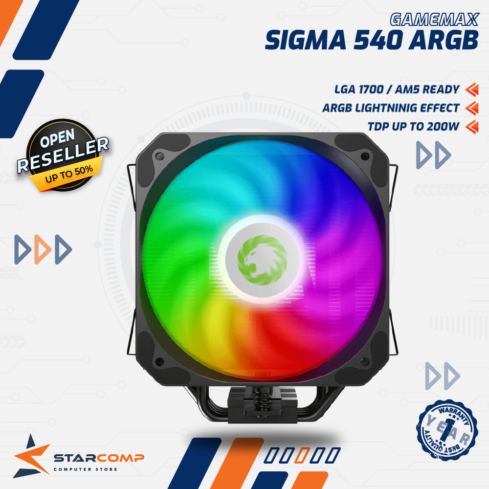 Jual GameMax Sigma 540 ARGB HSF Tower CPU Air Cooler TDP 200W | Shopee ...