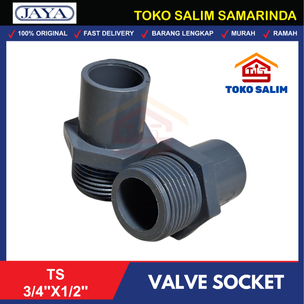 Jual Valve Socket TS 3/4x1/2" / Sok Drat Luar TS 3/4" x 1/2" PVC Jaya ...
