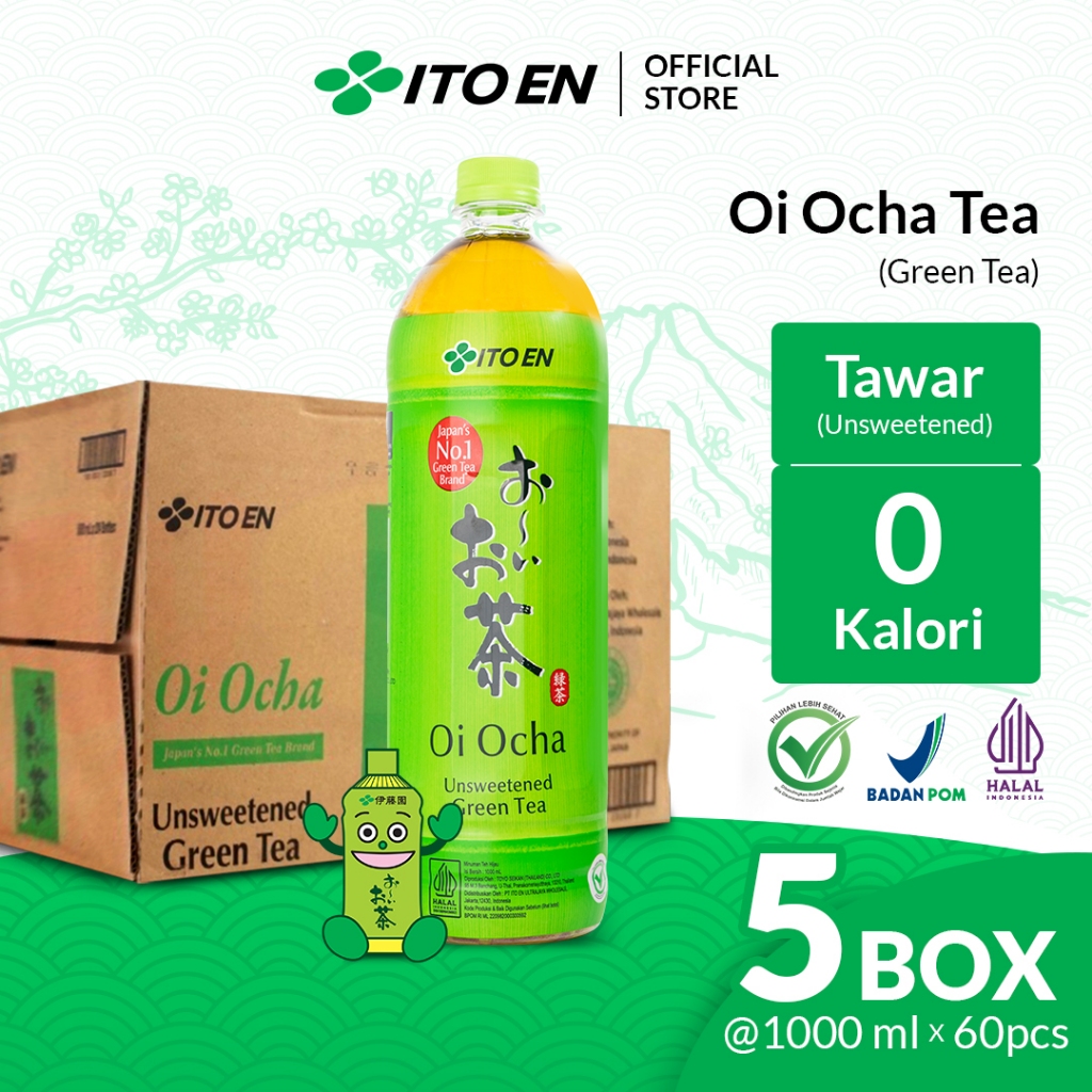 Jual ITO EN Oi Ocha 1000ml Green Tea No Sugar isi 60 Pcs - 5 Box / 5 Ctn / 5 Dus | Shopee Indonesia