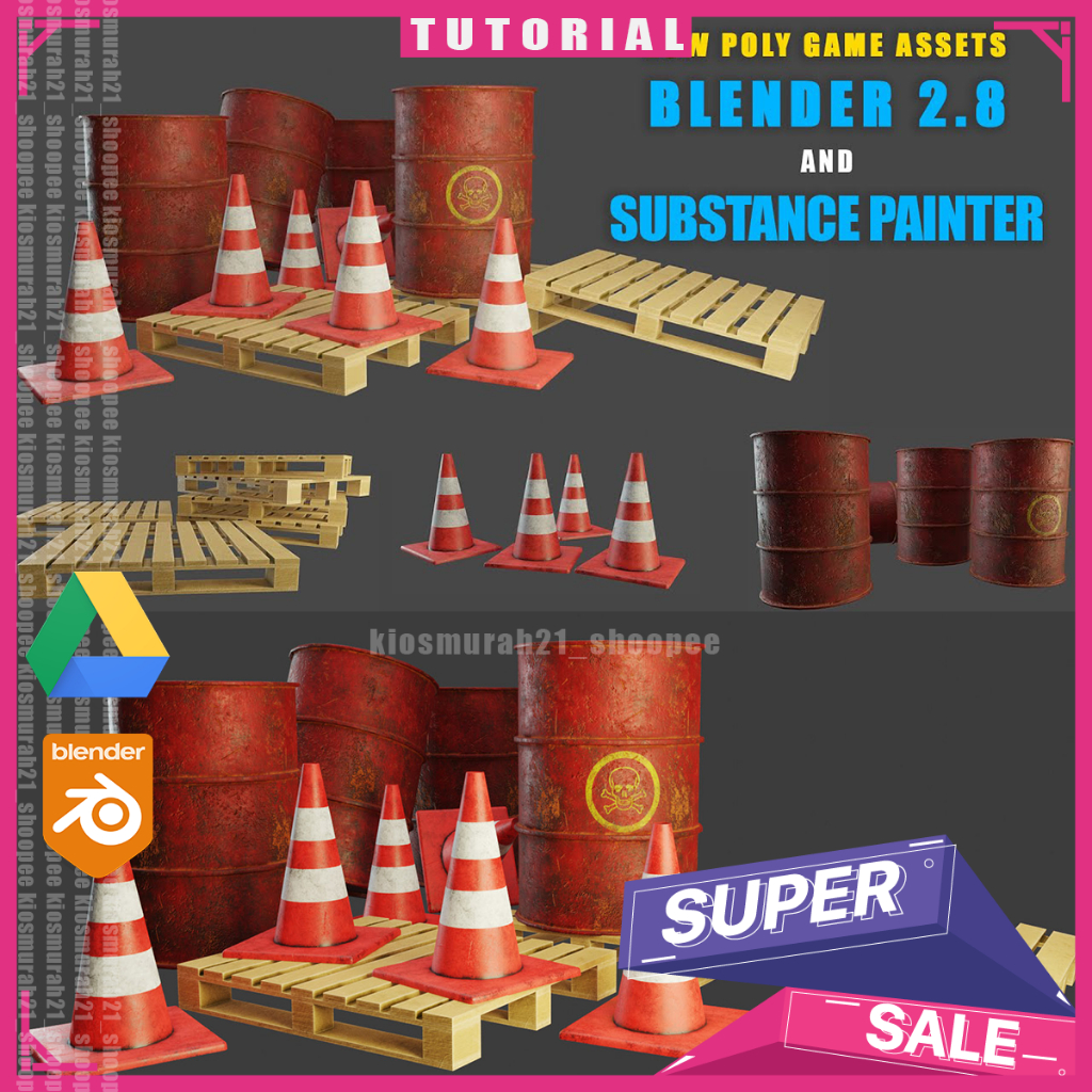 Jual Blender 3D - Low poly game assets using Blender 2.8 & Substance Painter 3D Blender Tutorial ...