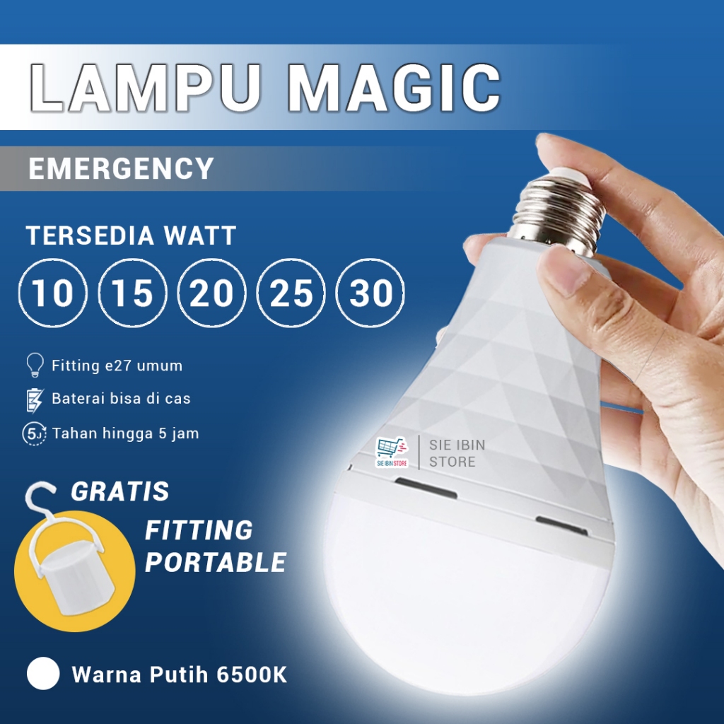 Jual Lampu Bohlam Emergency LED Bulb Magic 10W 15W 20W 25W 30W 10 15 20 ...