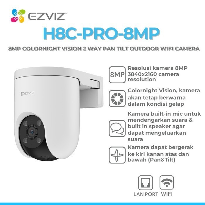 Jual EZVIZ H8C PRO 8MP 4K OUTDOR CCTV PAN TILT WI-FI IP CAMERA AUTO TRACKING | Shopee Indonesia