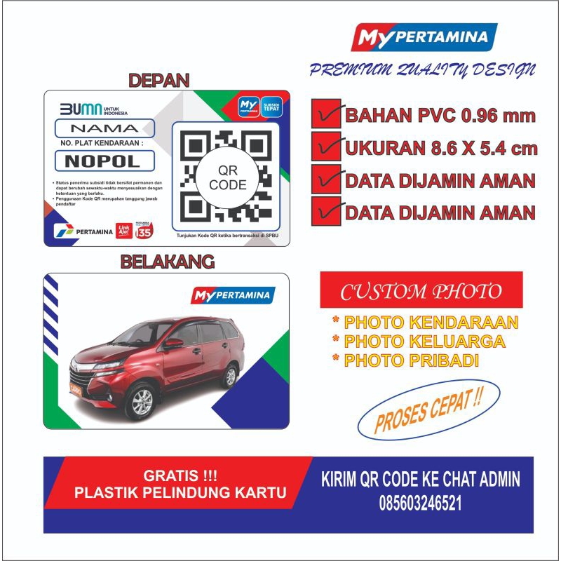 Jual CETAK KARTU QR CODE BAHAN PVC TEBAL CUSTOM PHOTO KENDARAAN SEHARI ...