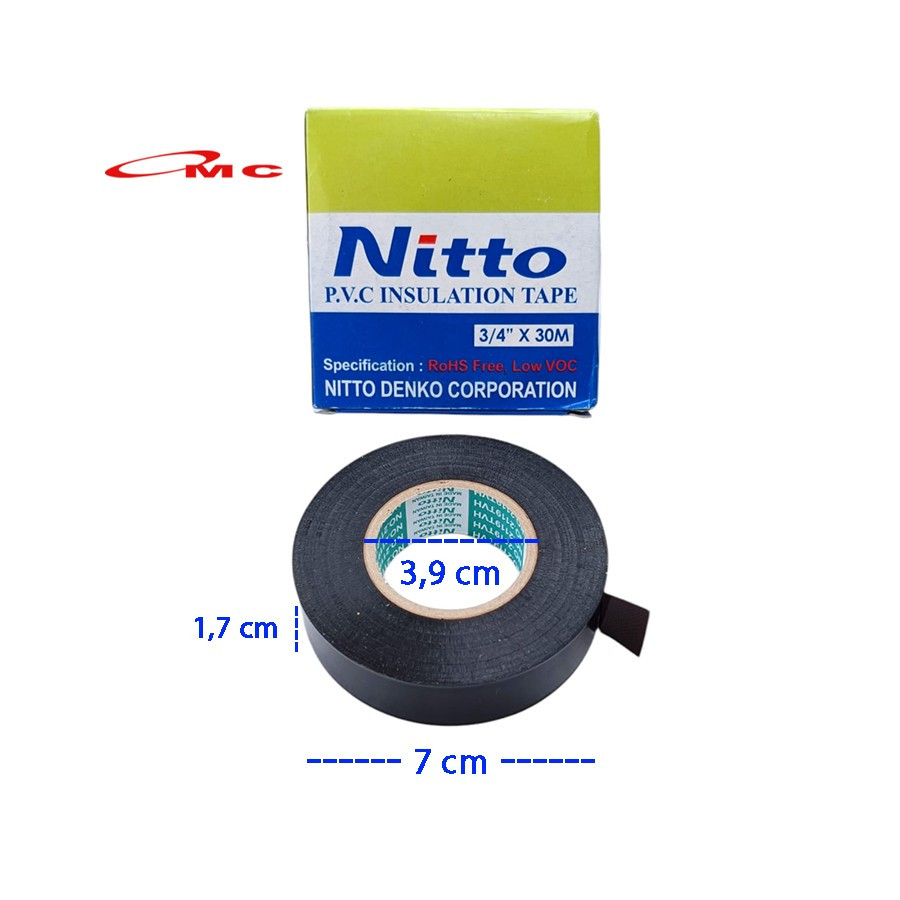 Jual Isolasi Kabel Listrik NITTO 3/4" X 30M PVC Insulation Tape Isolasi ...