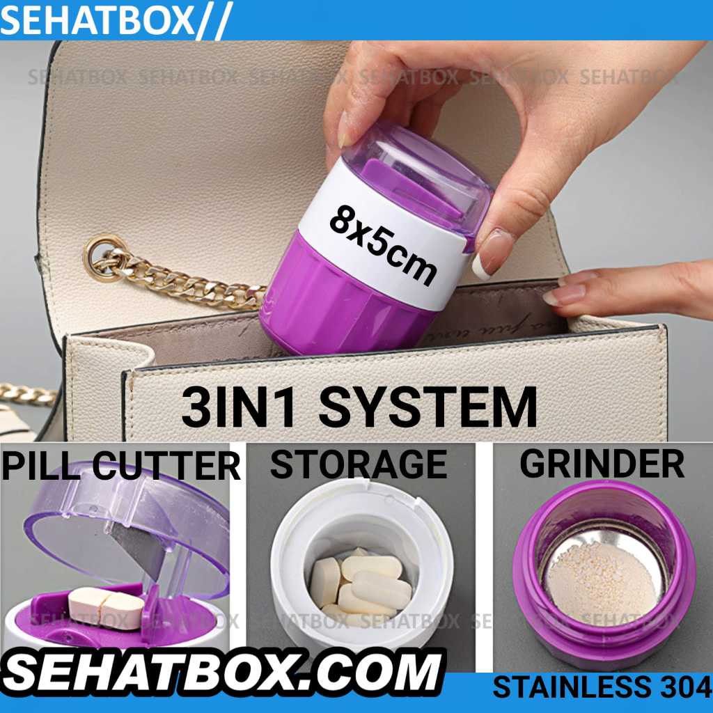 Jual GRINDER 3in1 (( STAINLESS 304 )) GRINDER STORAGE CUTTER // PILL ...