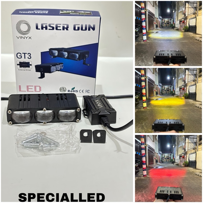 Jual Lampu Vinyx GT3 Sorot LED Laser Gun D3 Stang Motor Grill Mobil ...