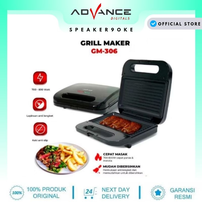 Jual Advance Grill Maker GM-306 Alat Pemanggang Daging /Steak Elektrik Portable Hemat Listrik ...